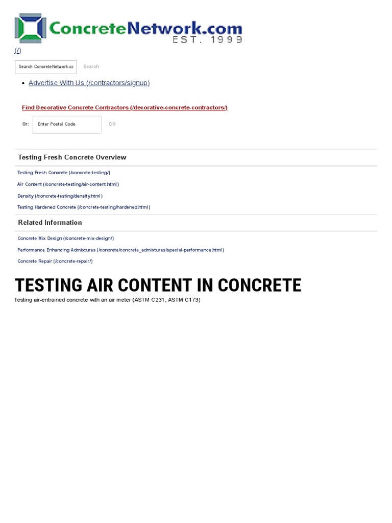 Air Content in Concrete - Concrete Air Test - The Concrete Network ...