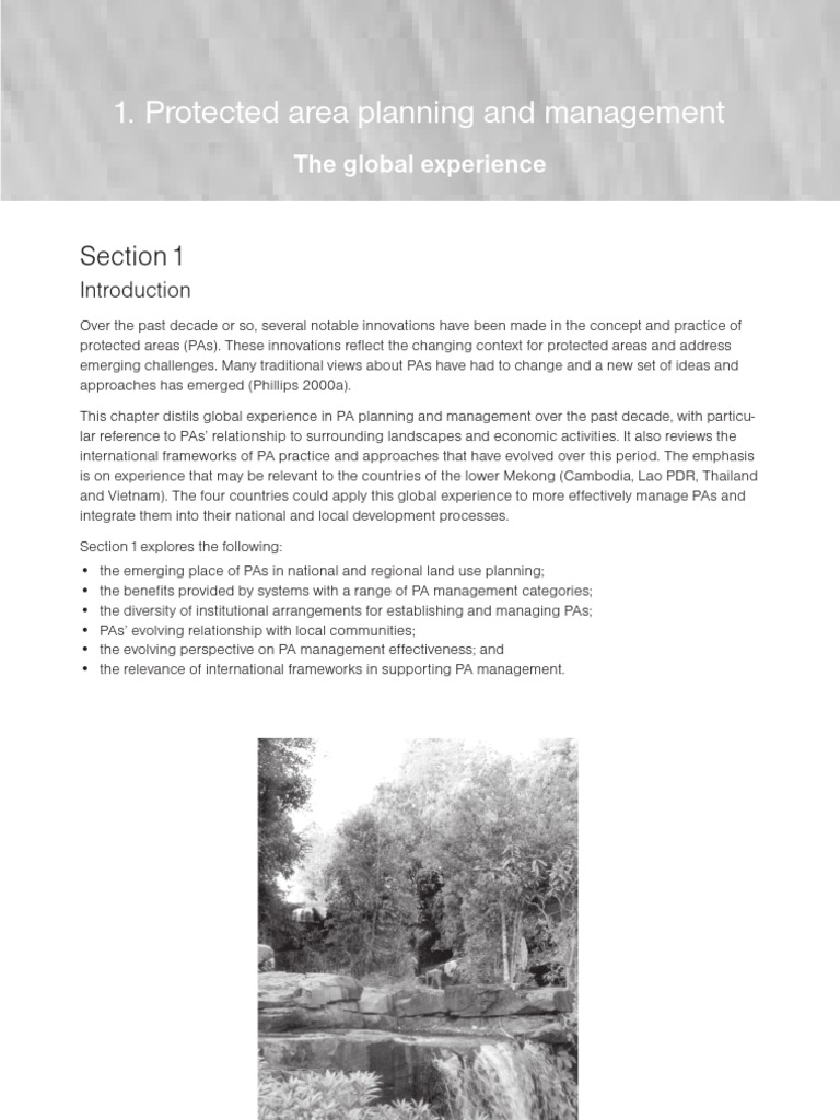 Protected Area Planning and Management: Section 1 | PDF | Protected ...