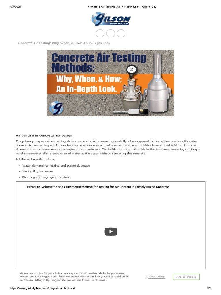 Concrete Air Testing - An In-Depth Look - Gilson Co | PDF | Weight ...