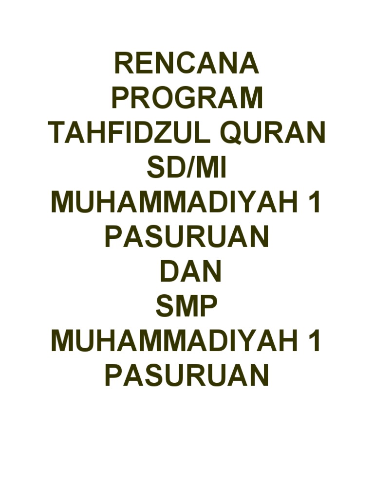 Contoh Laporan Tahfidz | PDF