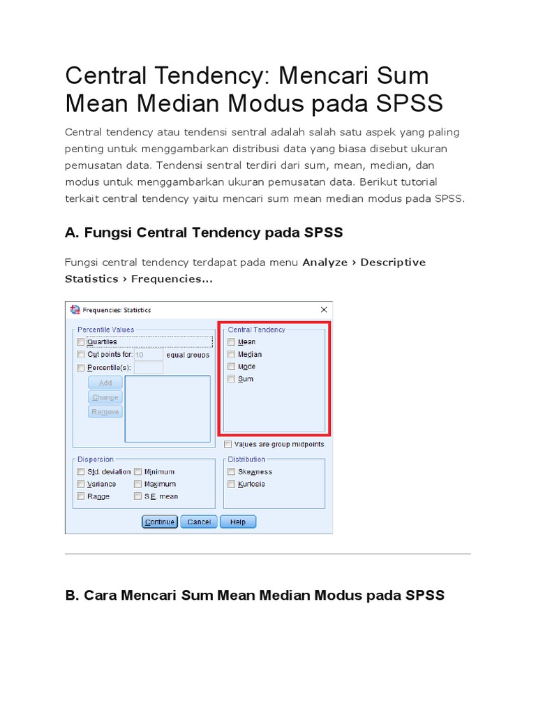 Bag - 2 - 3 - Central Tendency Mencari Sum Mean Median Modus Pada SPSS ...