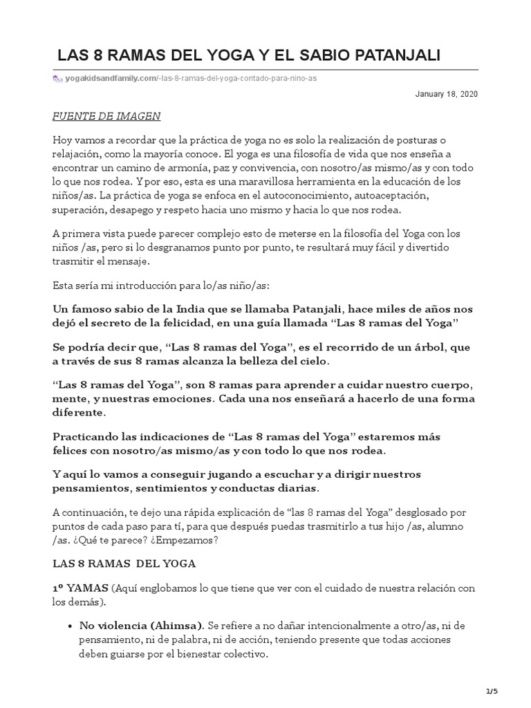 Las 8 Ramas Del Yoga y El Sabio Patanjali | PDF | Meditación | Asana