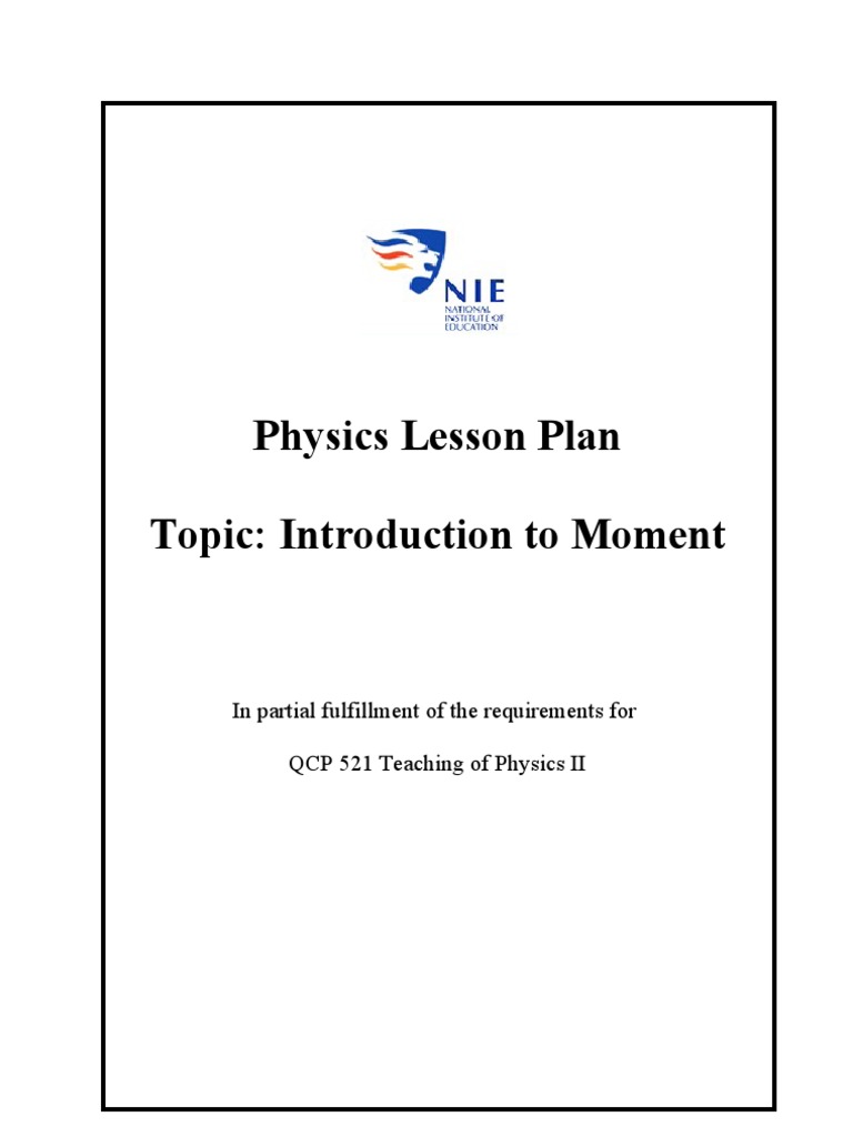 Moments Lesson Plan | PDF | Torque | Force