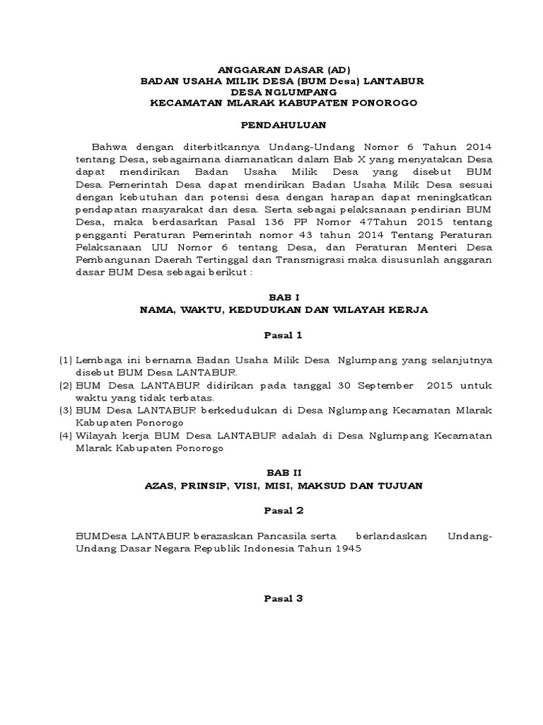 AD ART Bumdes SUREN | PDF