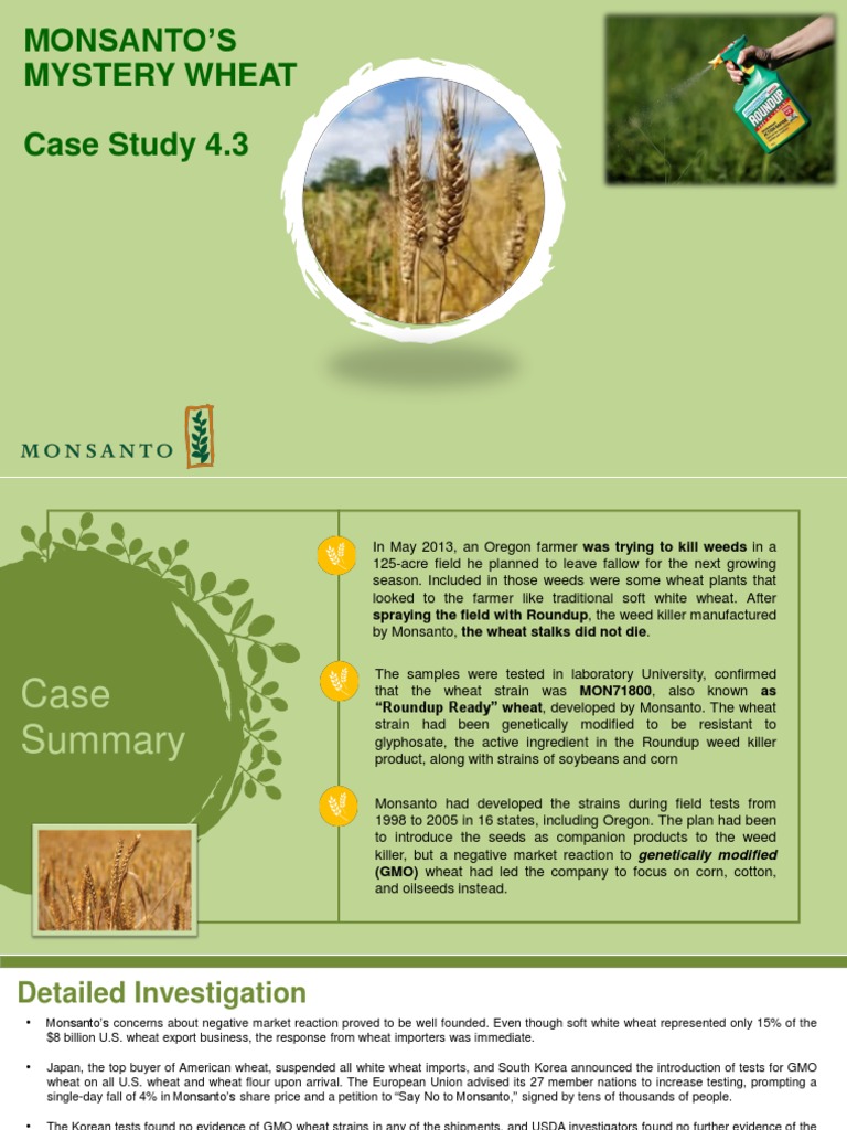 Monsanto's Roundup Ready Wheat Case Study | PDF | Monsanto ...