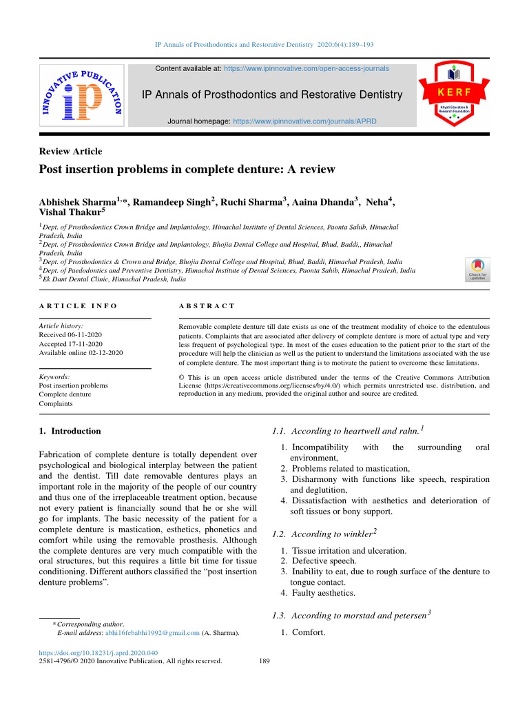 post-insertion-problems-in-complete-denture-a-review-ip-annals-of