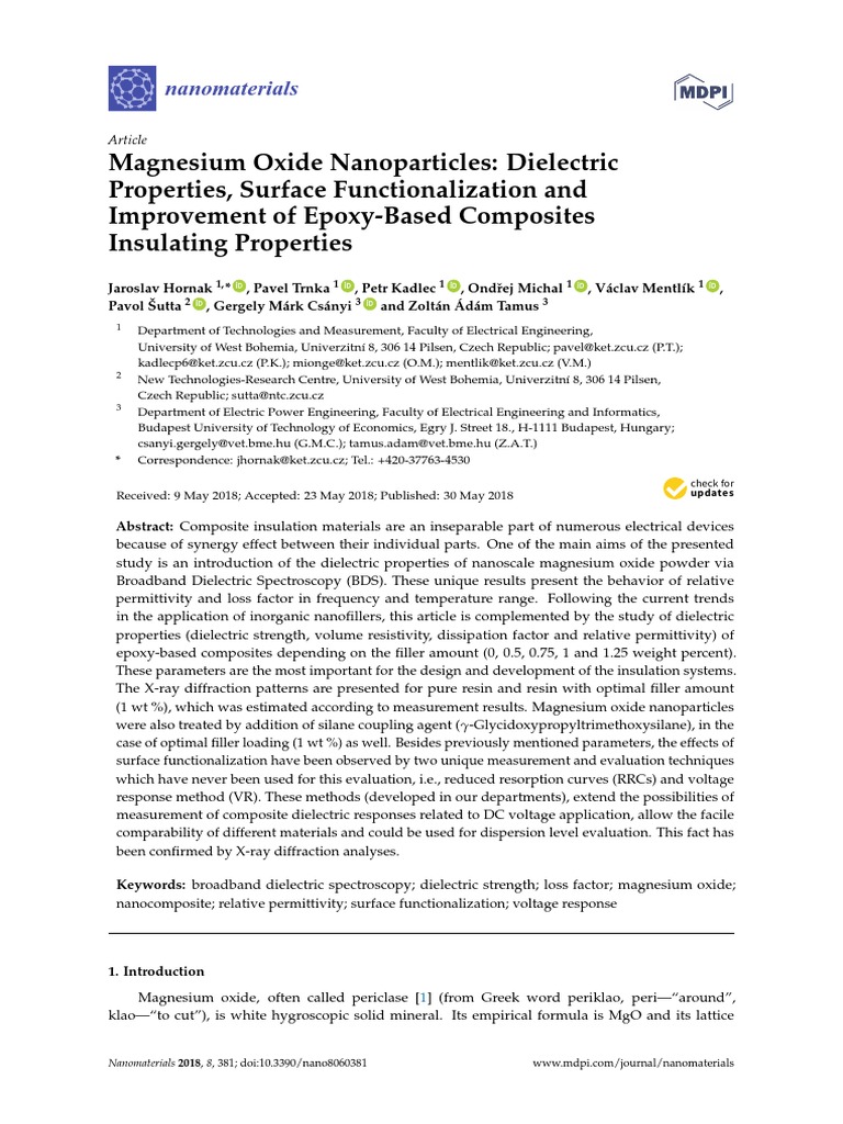 Magnesium Oxide Nanoparticles Dielectric Propertie | PDF | Dielectric ...