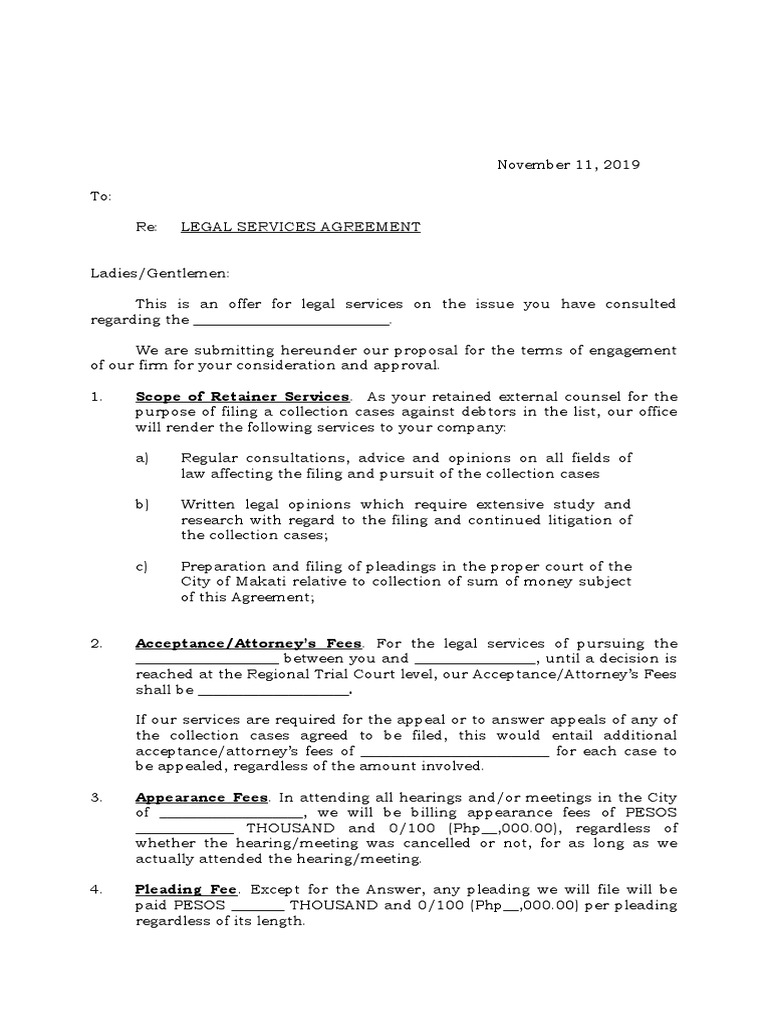 Legal Services Agreement Offer | PDF | Attorney's Fee | Lawyer