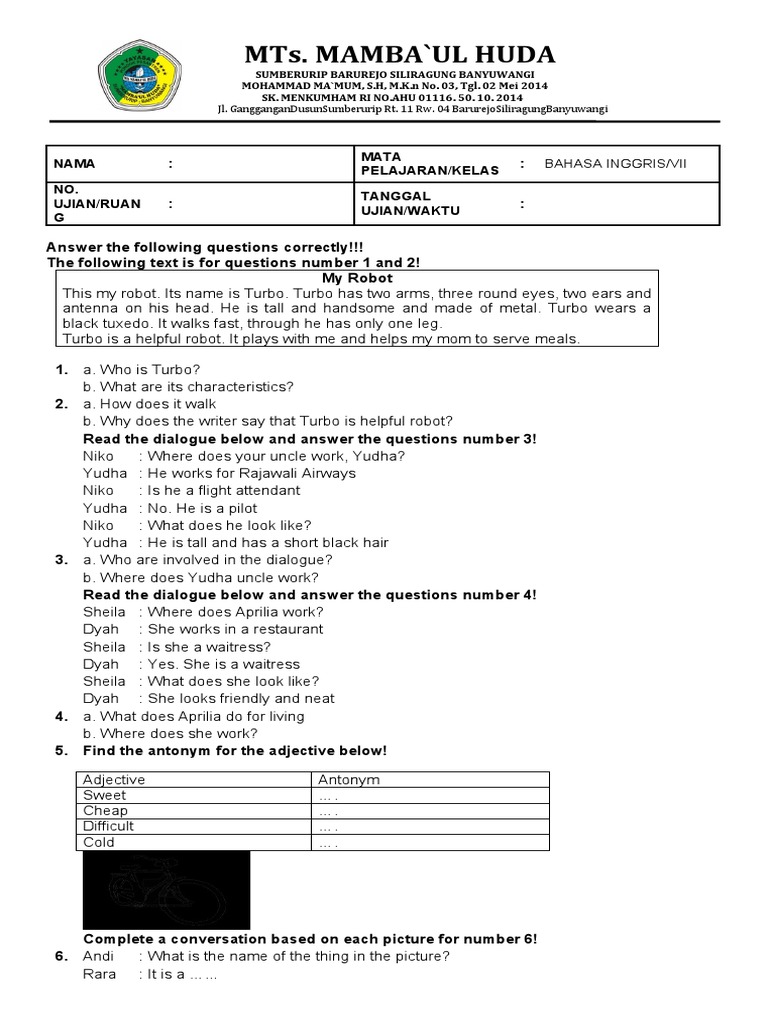 Format Soal Uts 7 Genap 2020-2021 | PDF