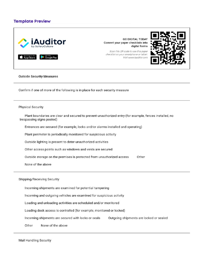 Food Defense Plan Template | PDF