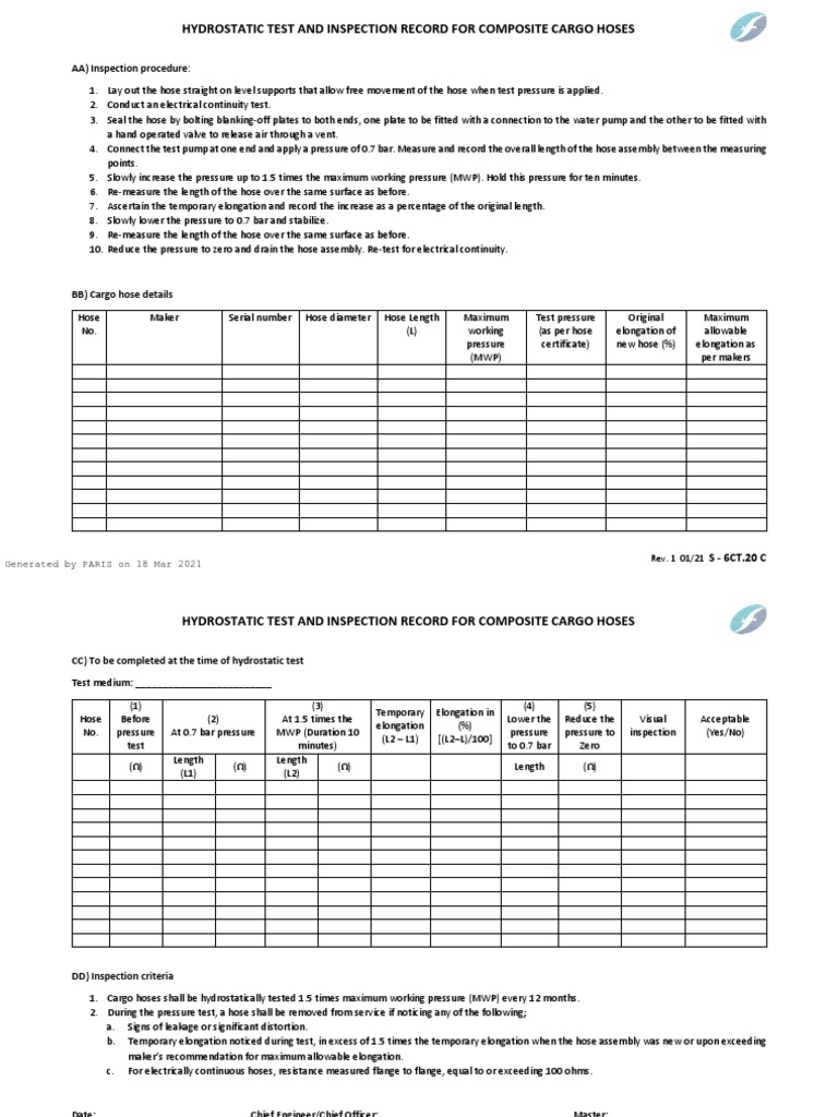 Hydrostatic Test & Inspection - s6ct.20c | PDF | Manufactured Goods ...