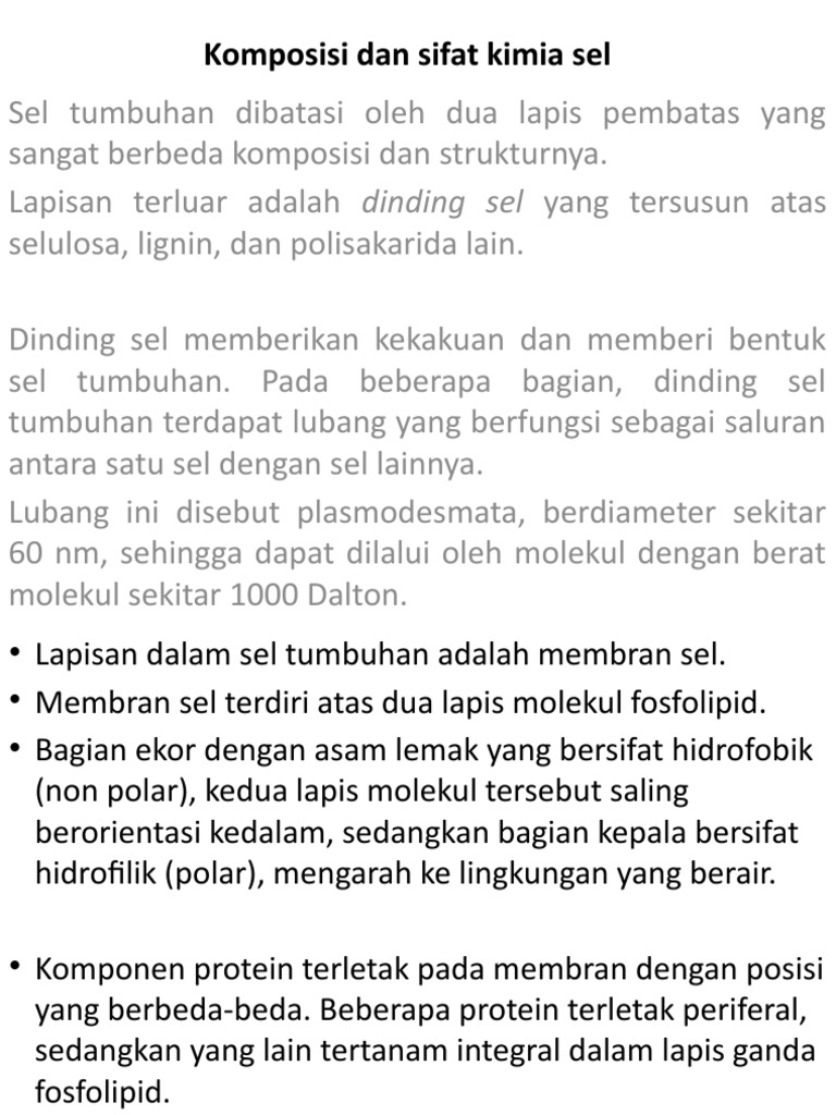 Komposisi Dan Sifat Kimia Sel | PDF | Griya & Taman | Sains & Matematika