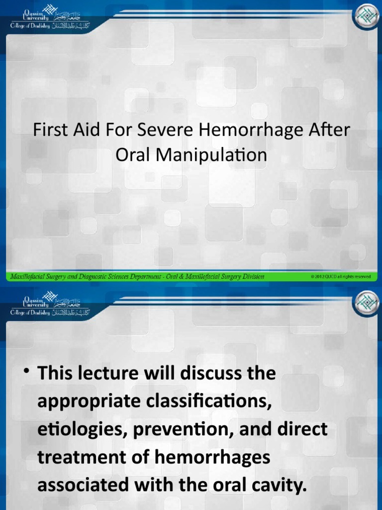 First Aid Management of Hemorrhage | PDF | Coagulation | Bleeding
