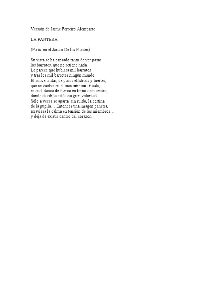 "La Pantera: Poema de Jaime Ferreiro" | PDF | Arte