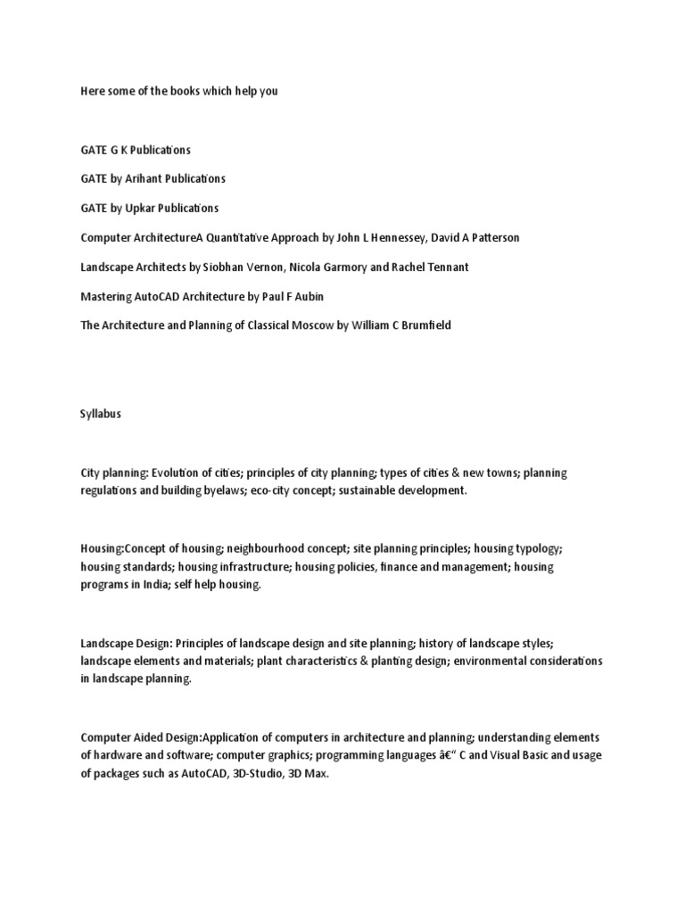 GATE Architecture Free Download Study Material | PDF
