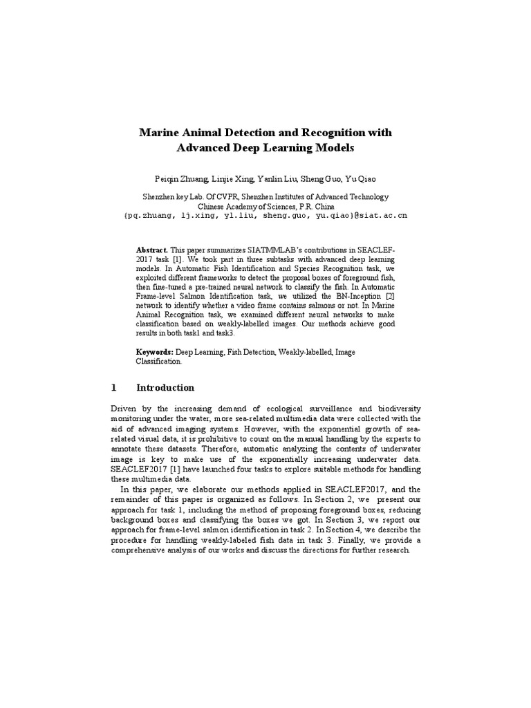 Marine Animal Detection and Recognition With Advanced Deep Learning ...