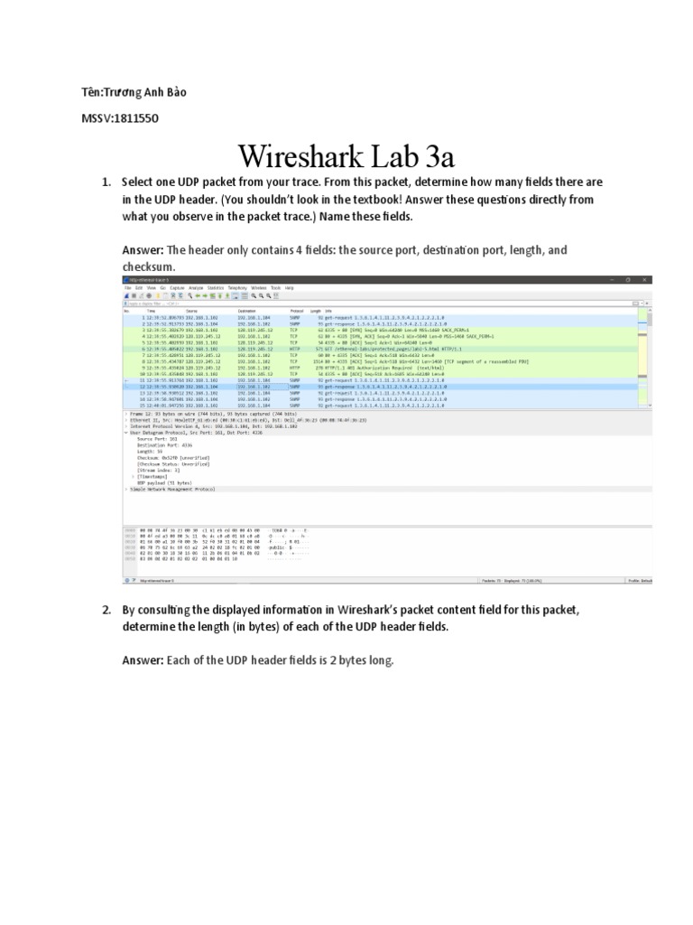 Wireshark Lab 3a: The Header Only Contains 4 Fields: The Source Port ...