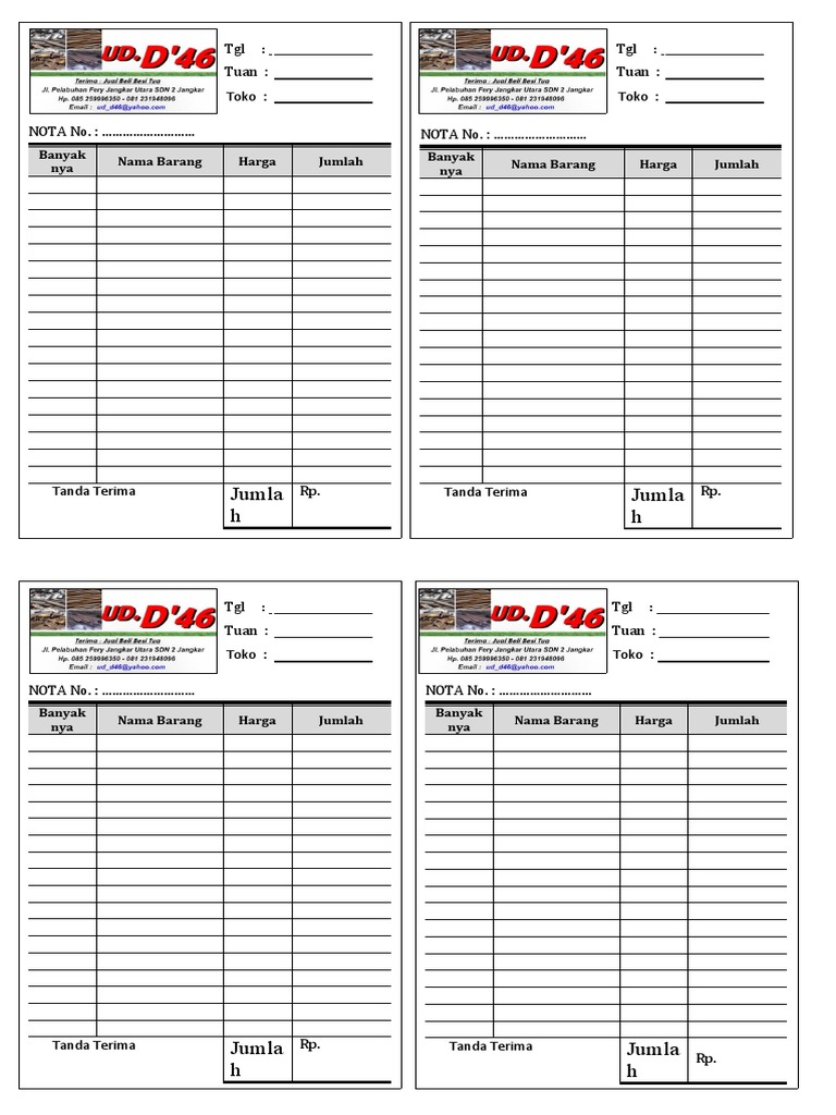 Format Nota Pembelian Sederhana | PDF