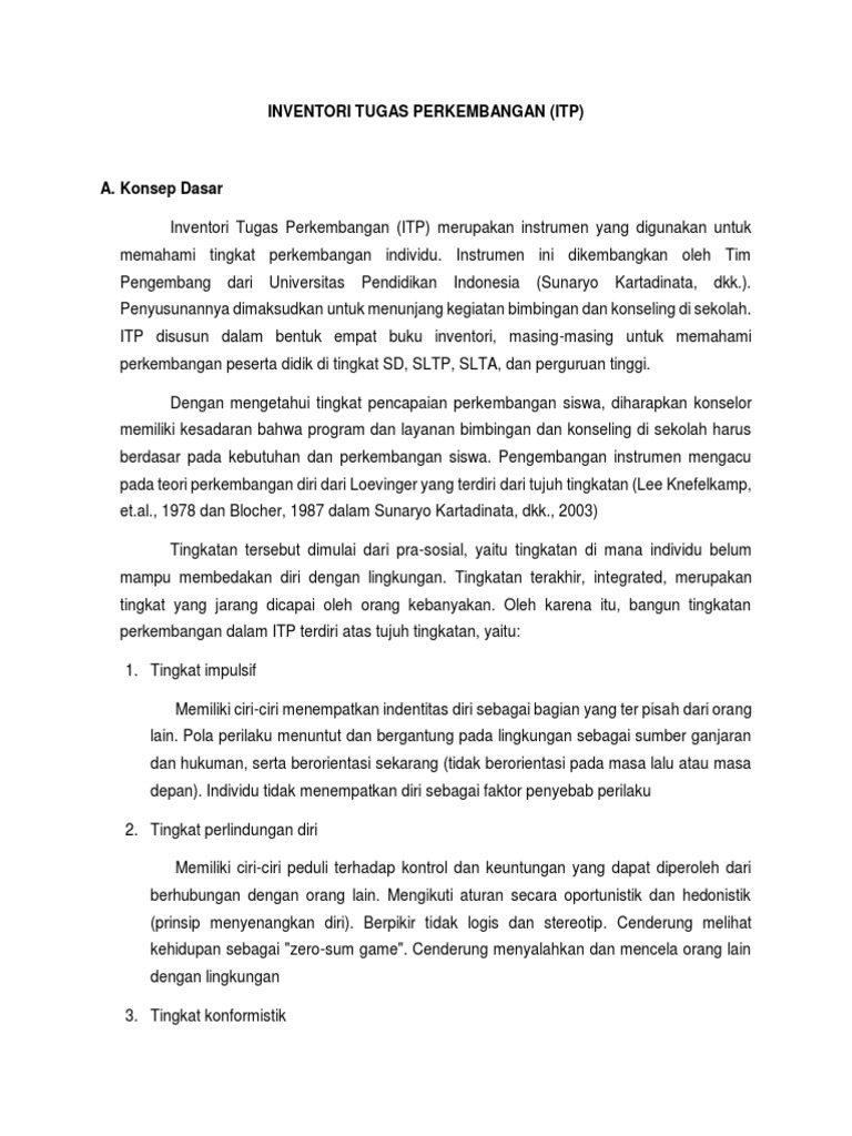 Inventori Tugas Perkembangan (Itp) | PDF