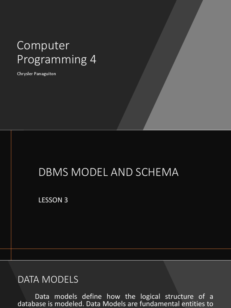Computer Programming 4 Lesson 3 | PDF | Data Model | Conceptual Model