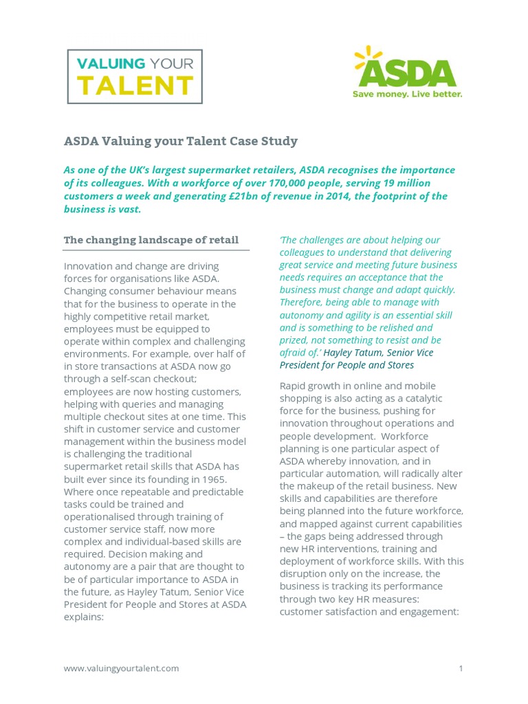 Case Study Asda Tcm18 19985 | PDF | Analytics | Performance Indicator