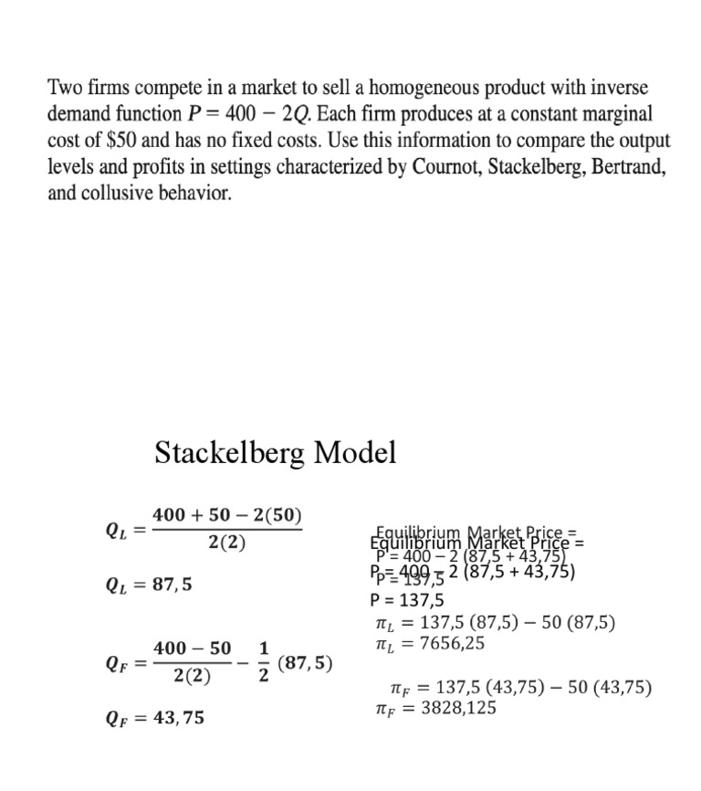 Case Study Stackelberg Model | PDF