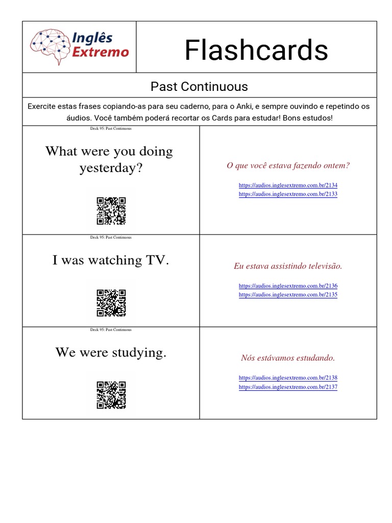 Past Continuous Flashcards | PDF