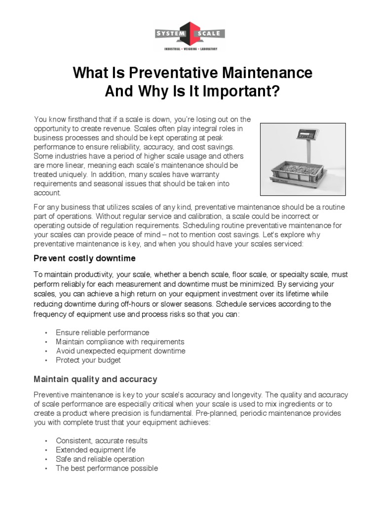 Preventative Maintenance for Scales | PDF | Calibration | Business