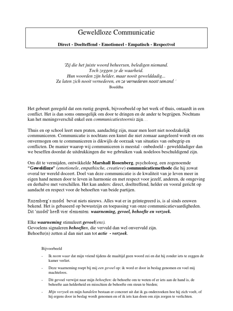 Geweldloze Communicatie | PDF