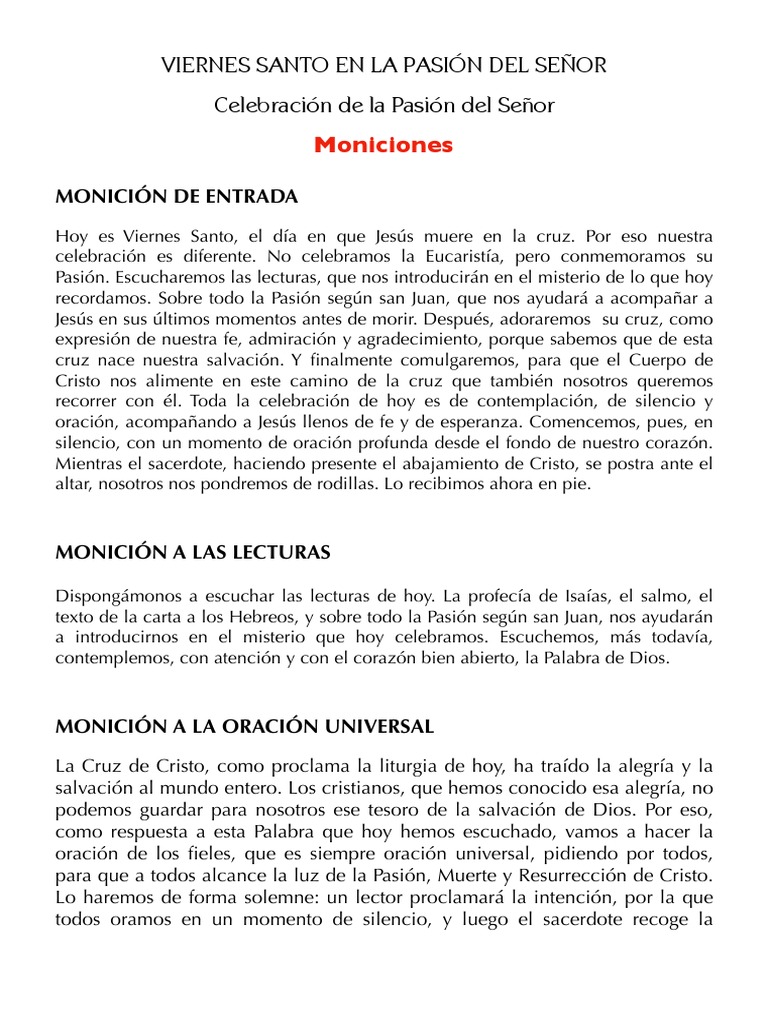 Subsidio N 384 Viernes Santo Moniciones | PDF | Misa (liturgia) | Cristo (título)