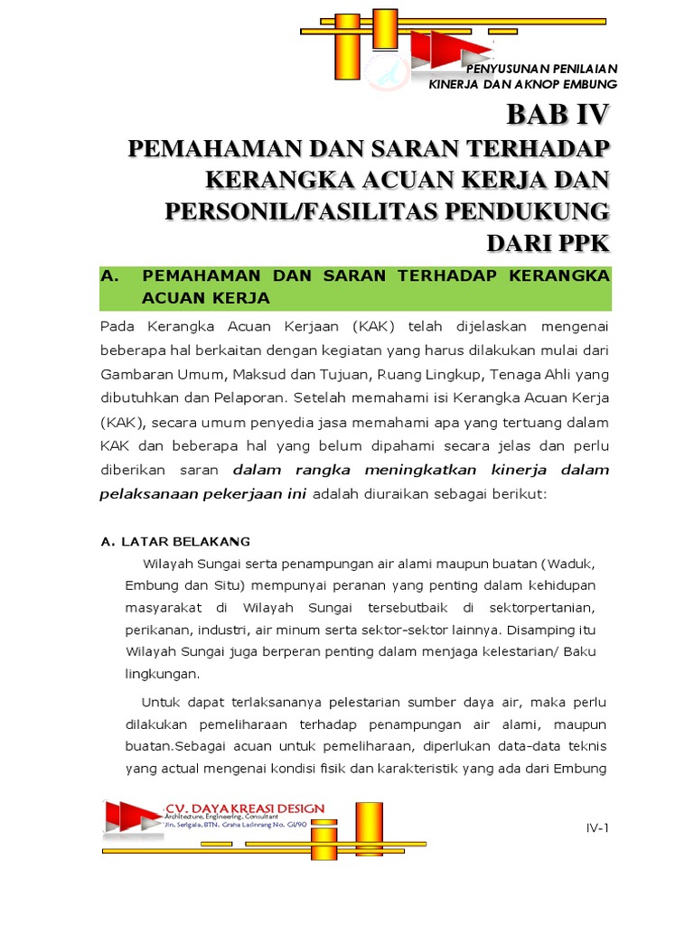 Tanggapan Embung (CV - DKD) | PDF