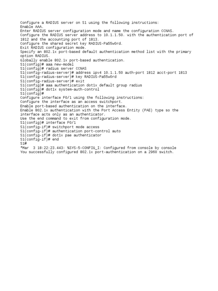 Configuring 802.1X | PDF