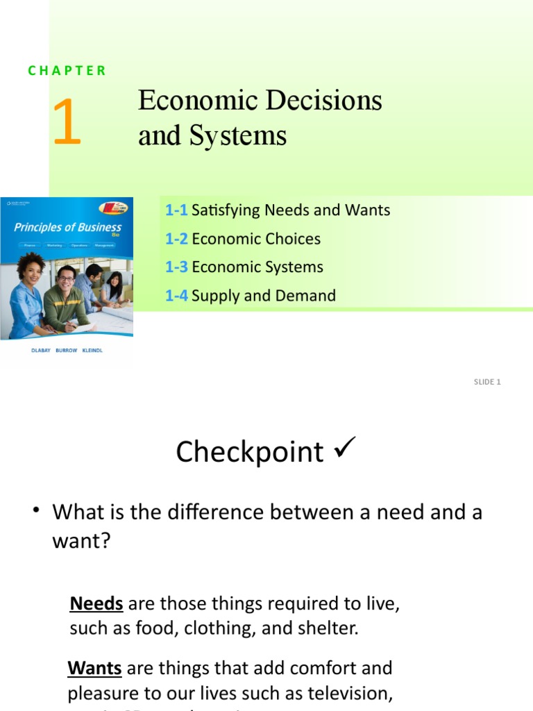 Satisfying Needs and Wants Economic Choices Economic Systems Supply and ...