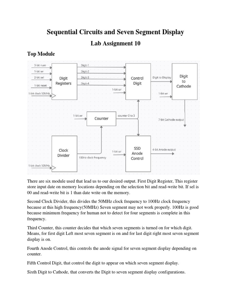 Sequential Circuits and Seven Segment Display: Lab Assignment 10 | PDF ...