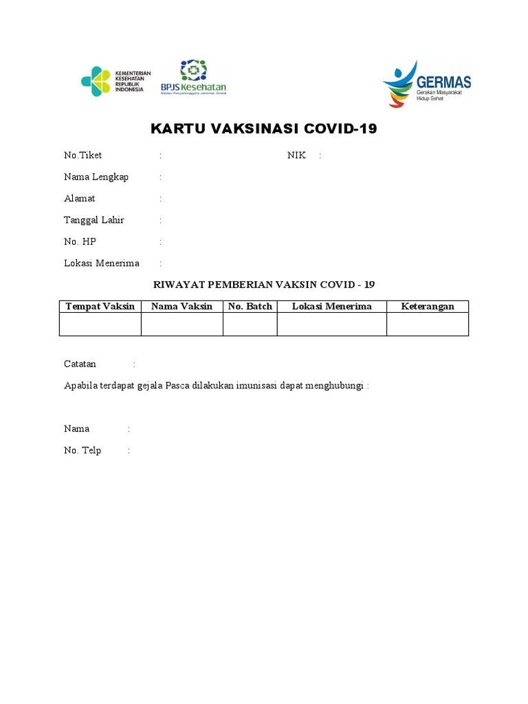 Kartu Vaksinasi Covid Manual Pdf