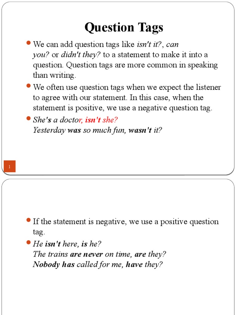 Questions Tags & Pronouns | PDF | Question | Pronoun