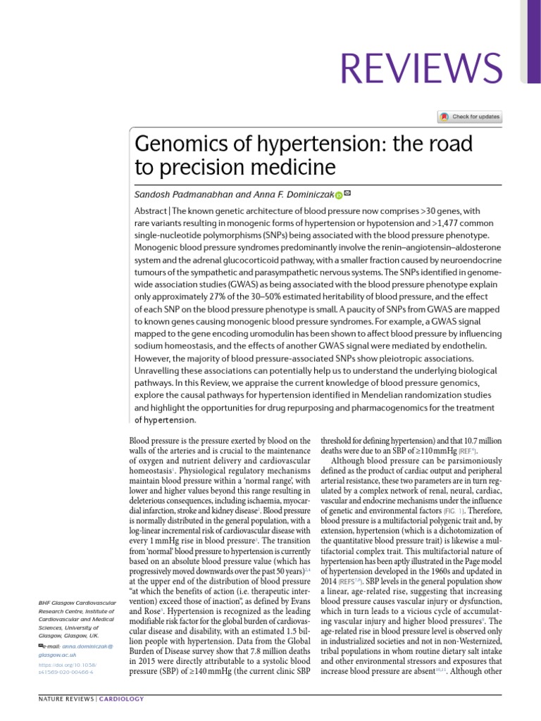 Genomics of Hypertension | PDF | Genome Wide Association Study | Single ...