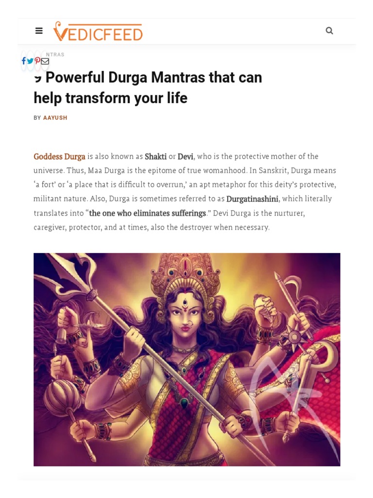 9 Powerful Durga Mantras That Can Help Transform Your Life | PDF | Devi | Mantra