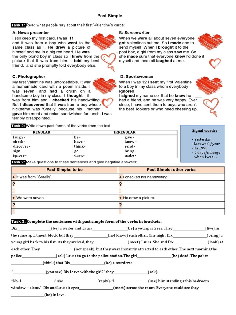 Past Simple: Task 1 | PDF