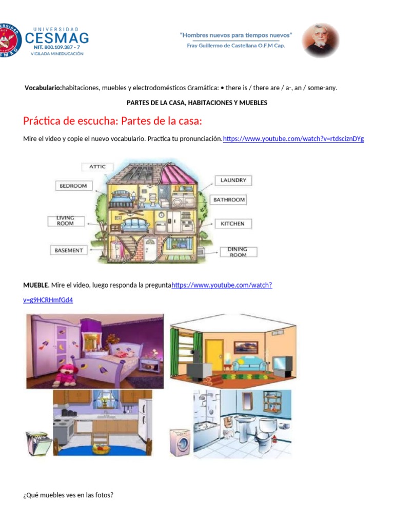 WORKSHEET PARTS OF THE HOUSE, ROOMS AND FURNITURE - En.es | PDF
