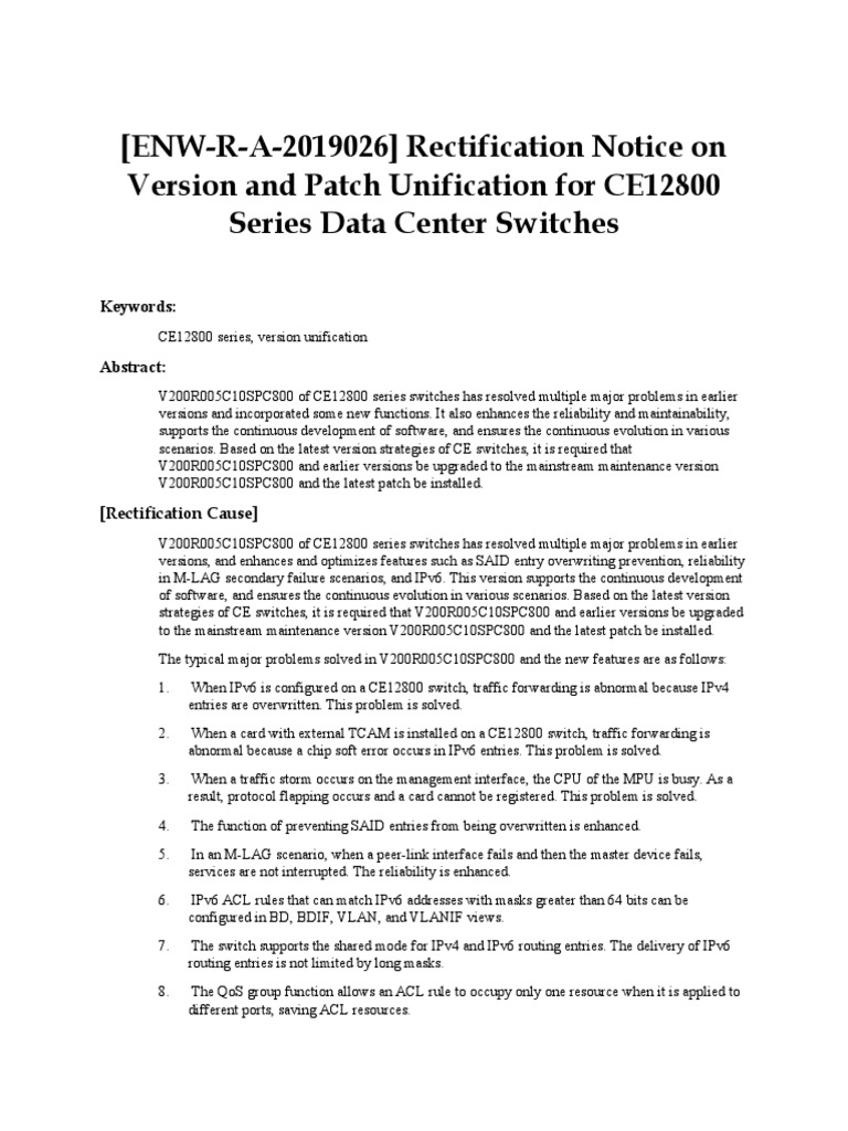 Rectification Notice CE2800 | PDF | I Pv6 | Reliability Engineering