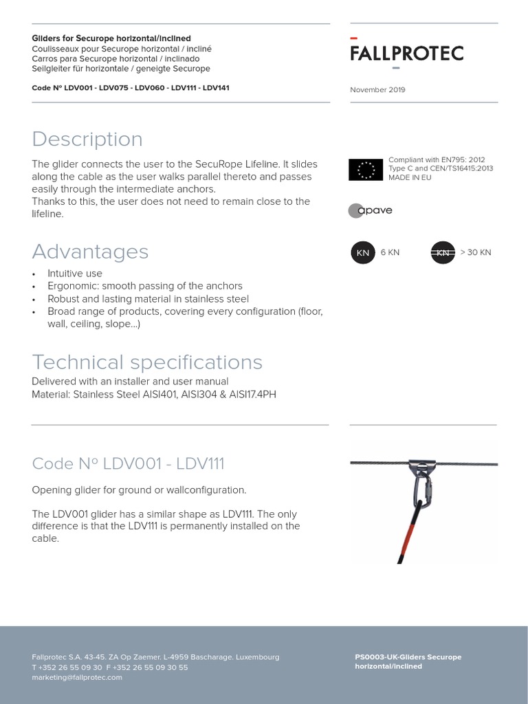 Guide to Gliders for Securope Horizontal and Inclined Lifeline Systems ...