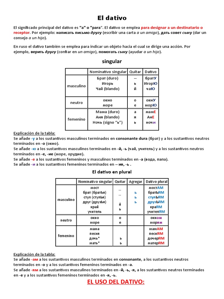 DATIVO | PDF | Sustantivo | Preposición y Postposición