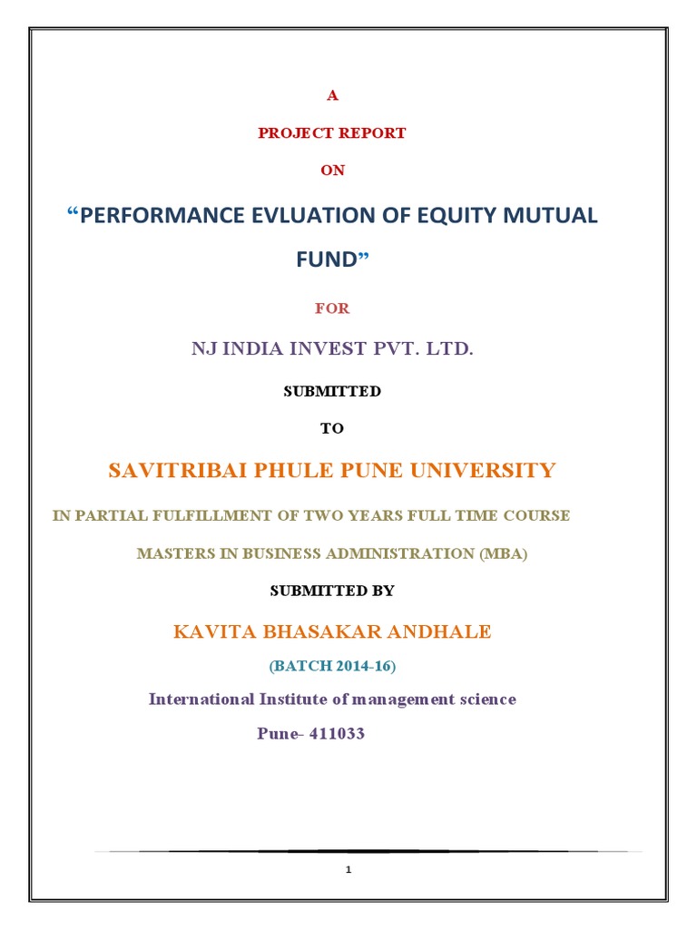 Project On Mutual Fund | PDF | Financial Risk | Investing