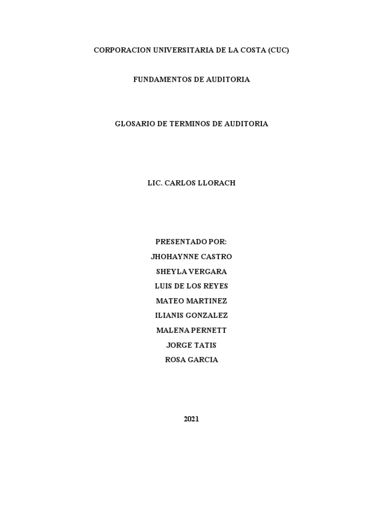 Glosario de Terminos de Auditoria | PDF | Auditoría | Muestreo ...