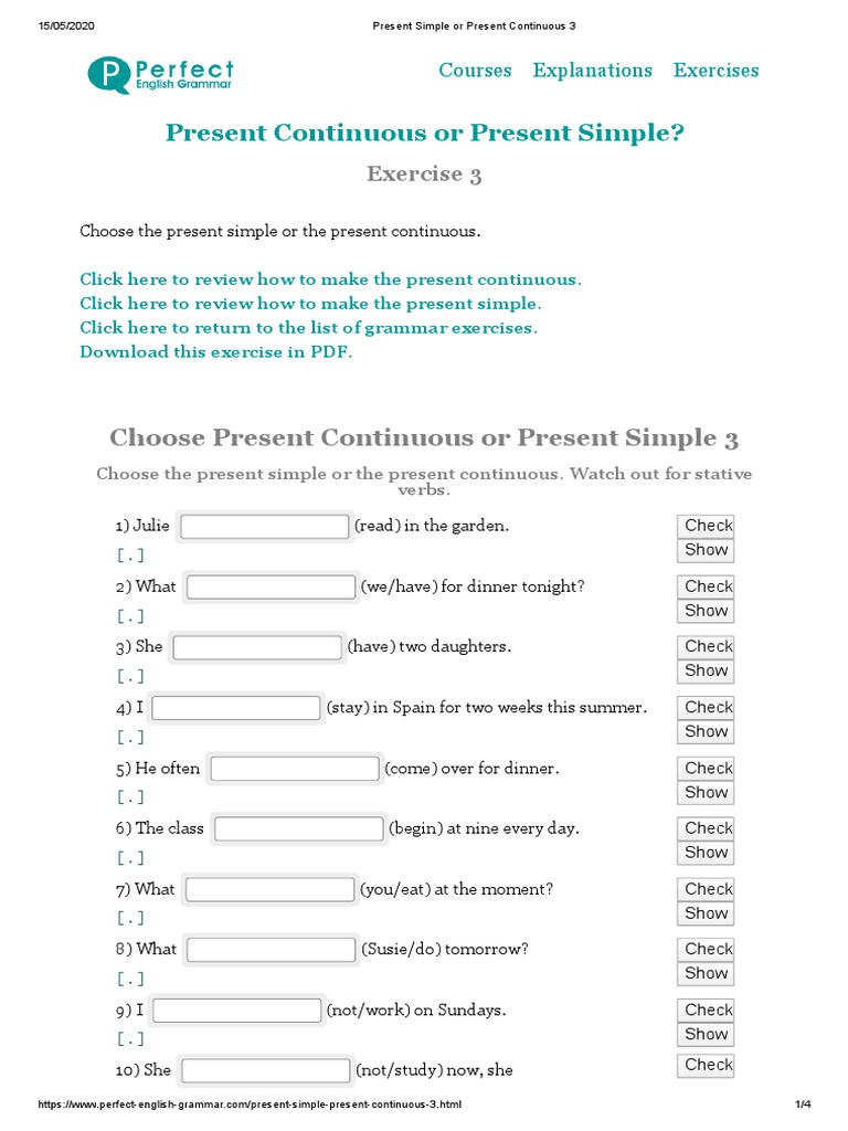 Present Simple or Present Continuous Questions | PDF | Language ...