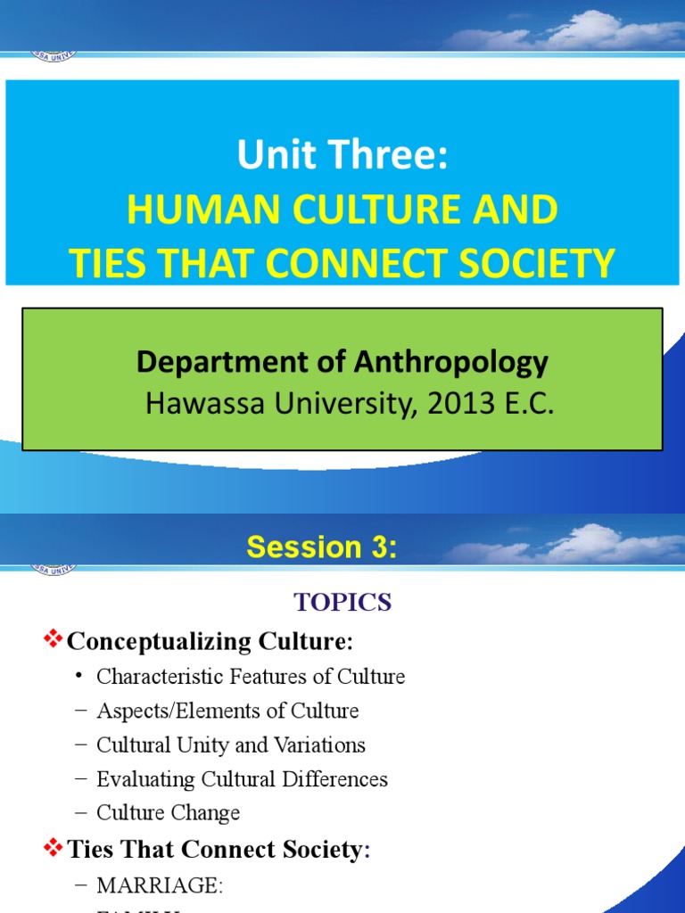 Unit Three:: Human Culture and Ties That Connect Society | PDF ...
