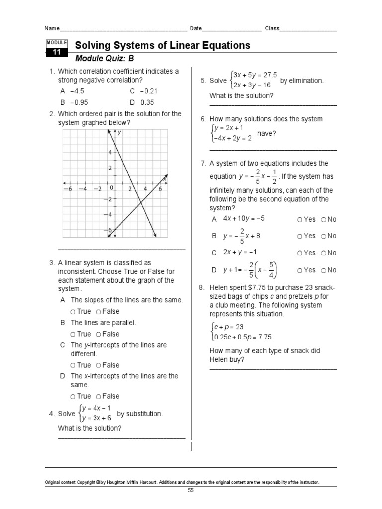 Solving Systems of Linear Equations: Module Quiz: B | PDF | System Of ...