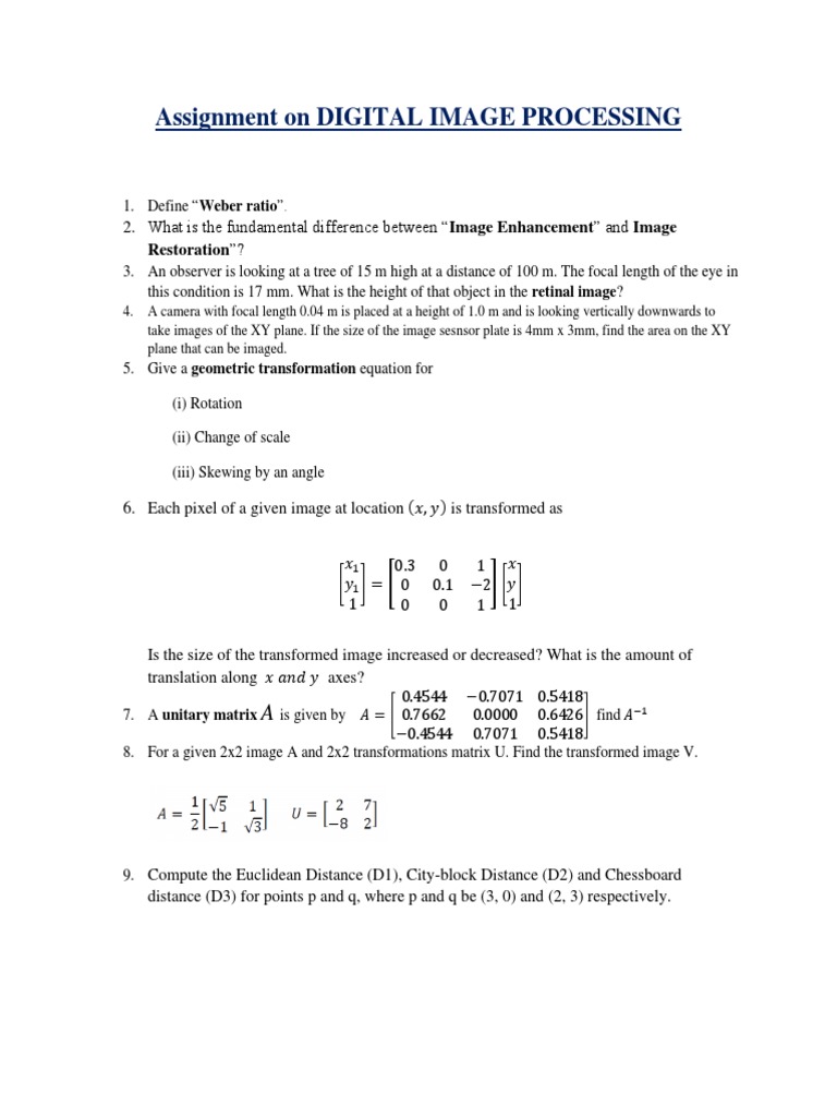 Assignment On Digital Image Processing | PDF | Data Compression | Hue