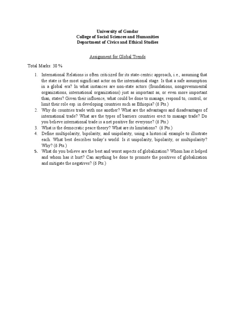 Global Trends Assignments | PDF